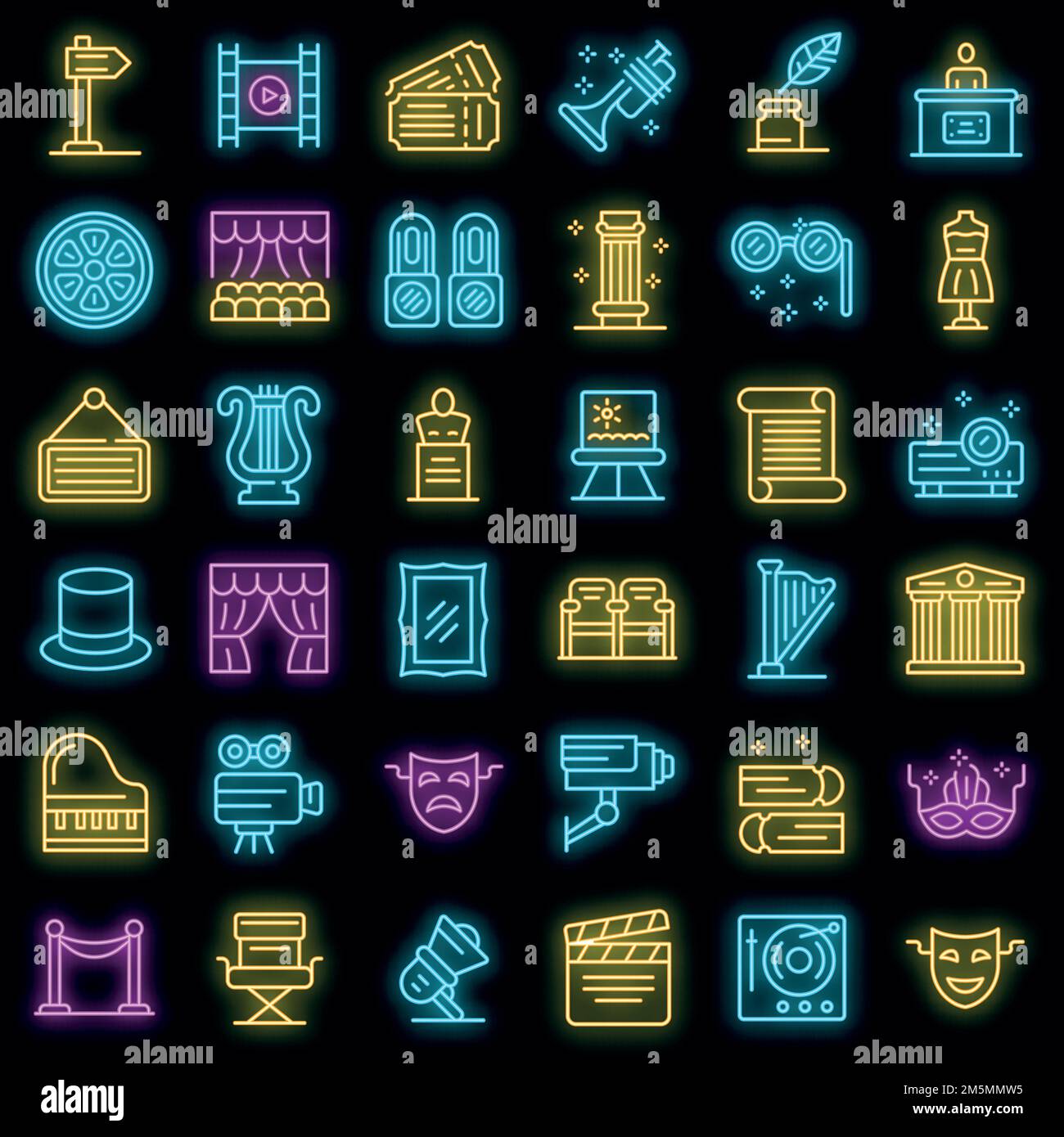 Theater museum icons set. Outline set of theater museum vector icons ...