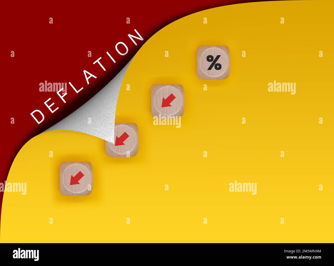 The concept of inflation and deflation, the red graph arrow, the ...