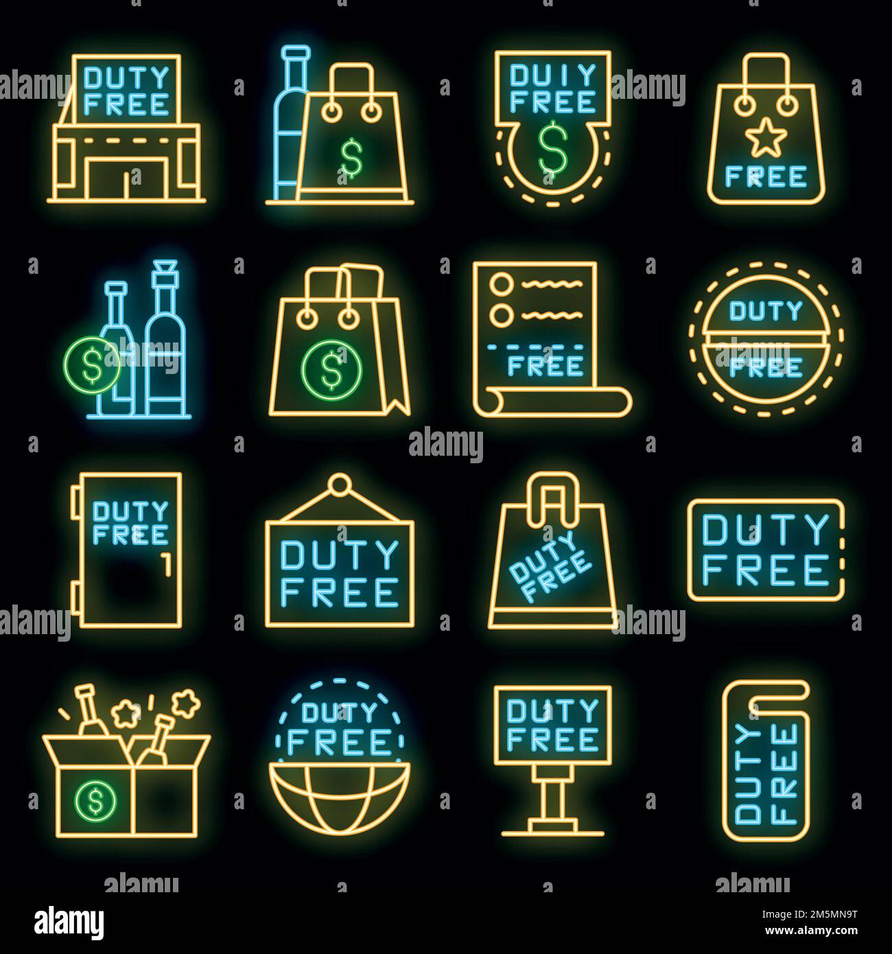 Duty free shop icons set. Outline set of duty free shop vector icons ...