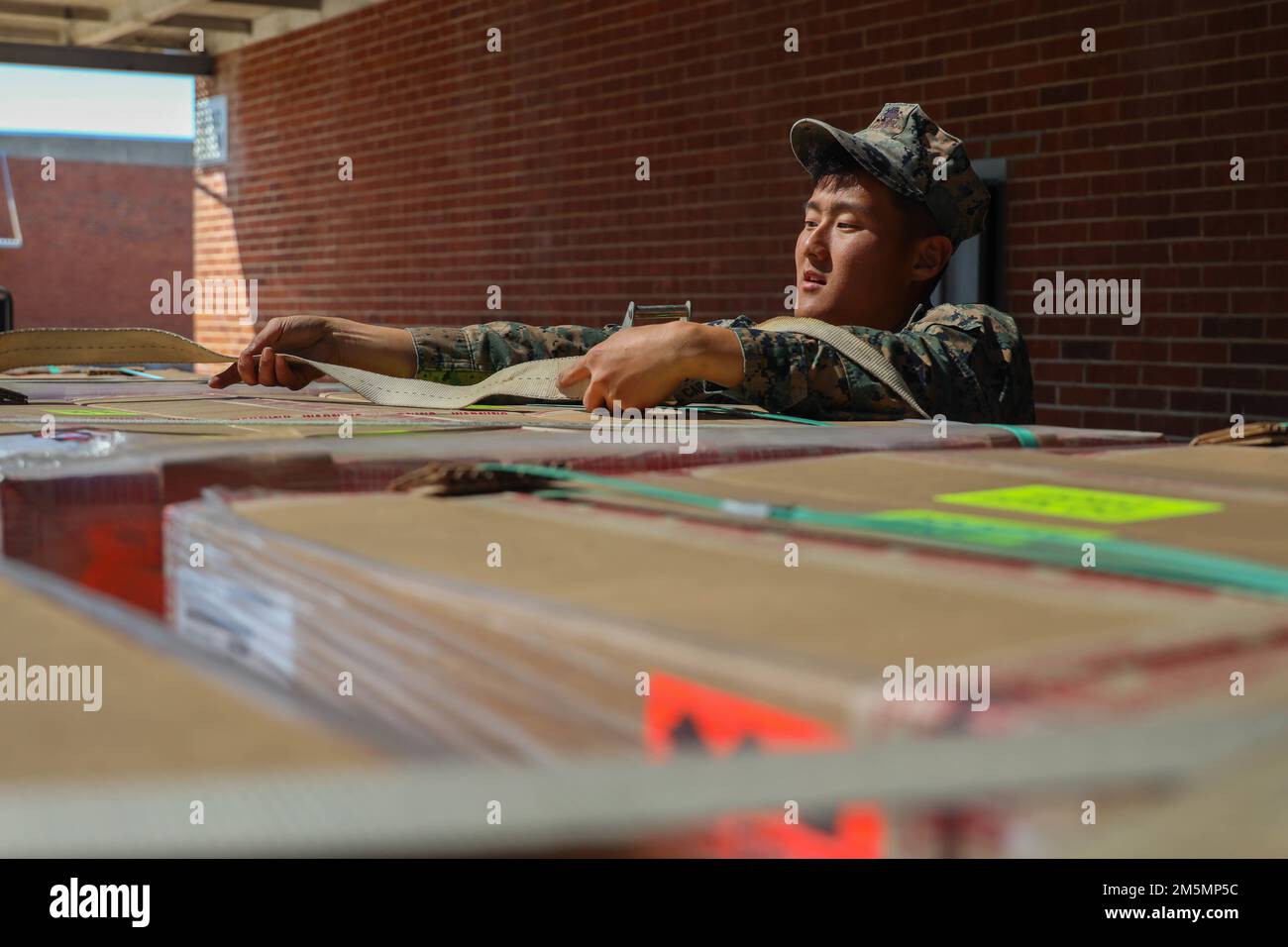 U.S. Marine Corps Lance Cpl. Donghyun Shin, a motor vehicle operator ...
