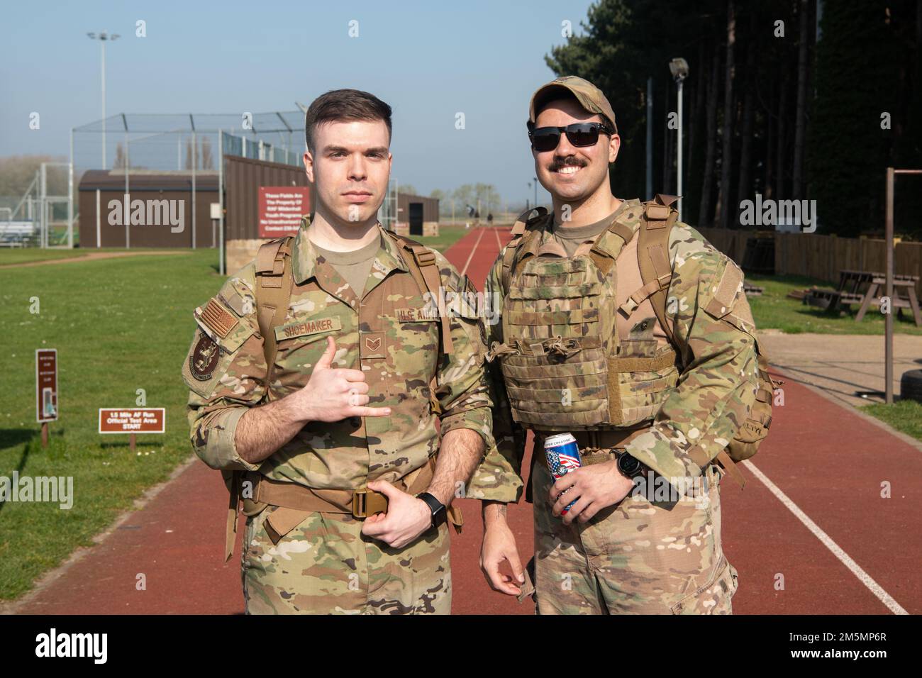 U.S. Air Force Staff Sgt. Austin Shoemaker, left, 100 Security Forces ...