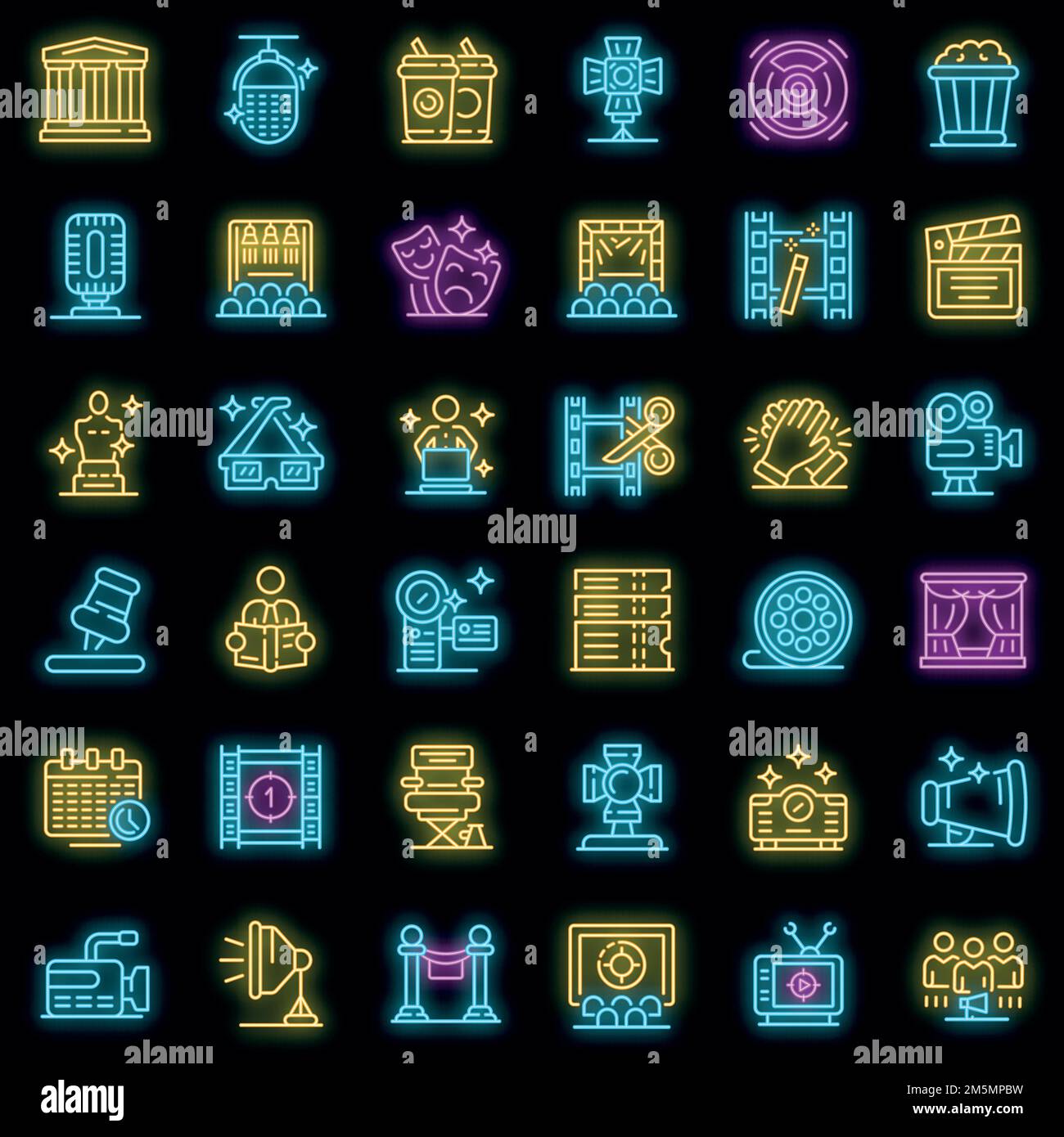 Art director icons set. Outline set of Art director vector icons neon ...