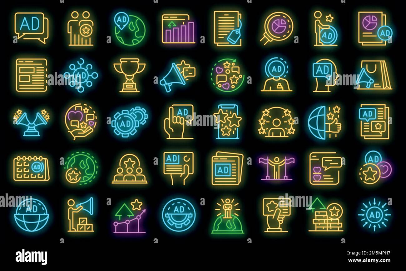 Advertising Manager icons set. Outline set of Advertising Manager ...