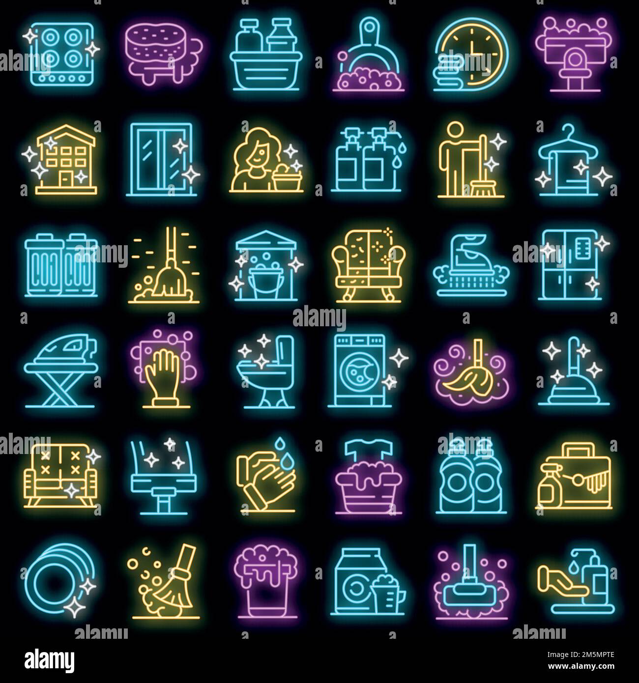 Cleaning services icons set. Outline set of cleaning services vector ...