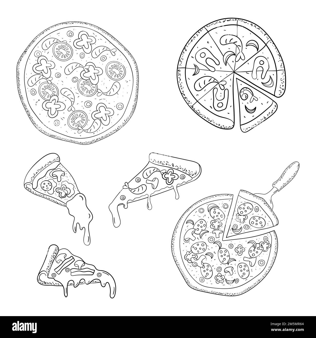 pizza set line art vector illustration Stock Vector Image & Art - Alamy