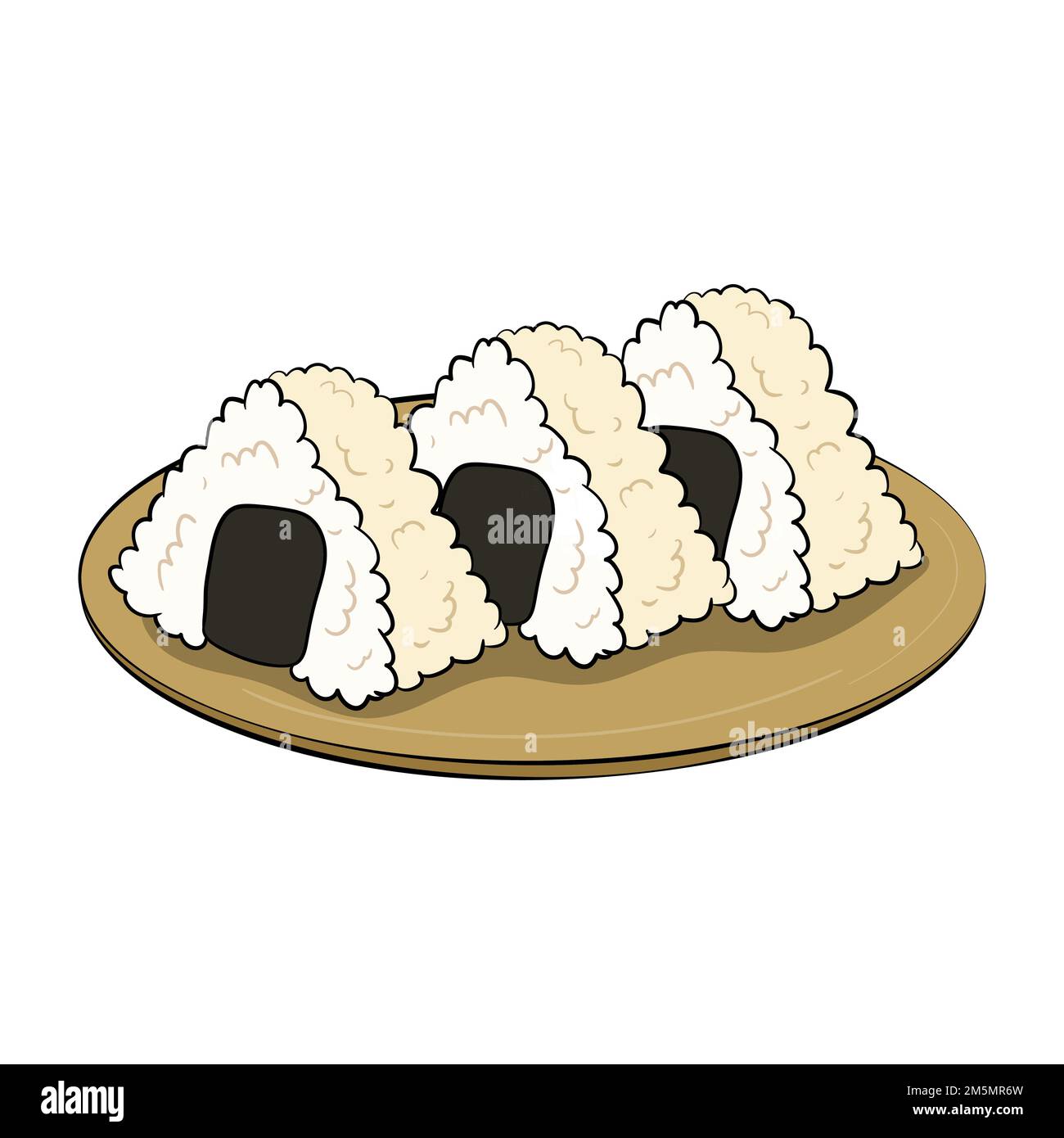 japanese rice ball, a set of onigiri on a plate. vector illustration ...