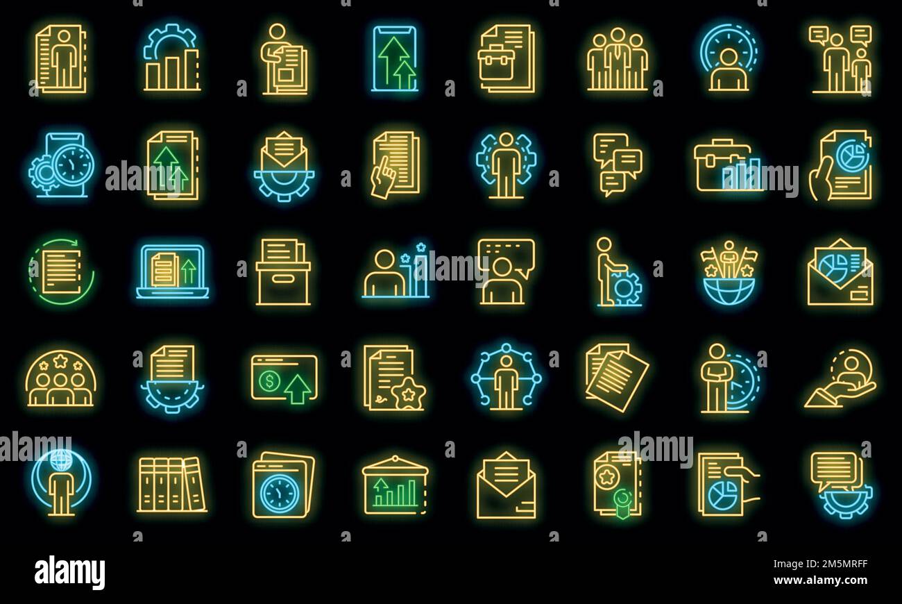 Office manager icons set. Outline set of office manager vector icons ...