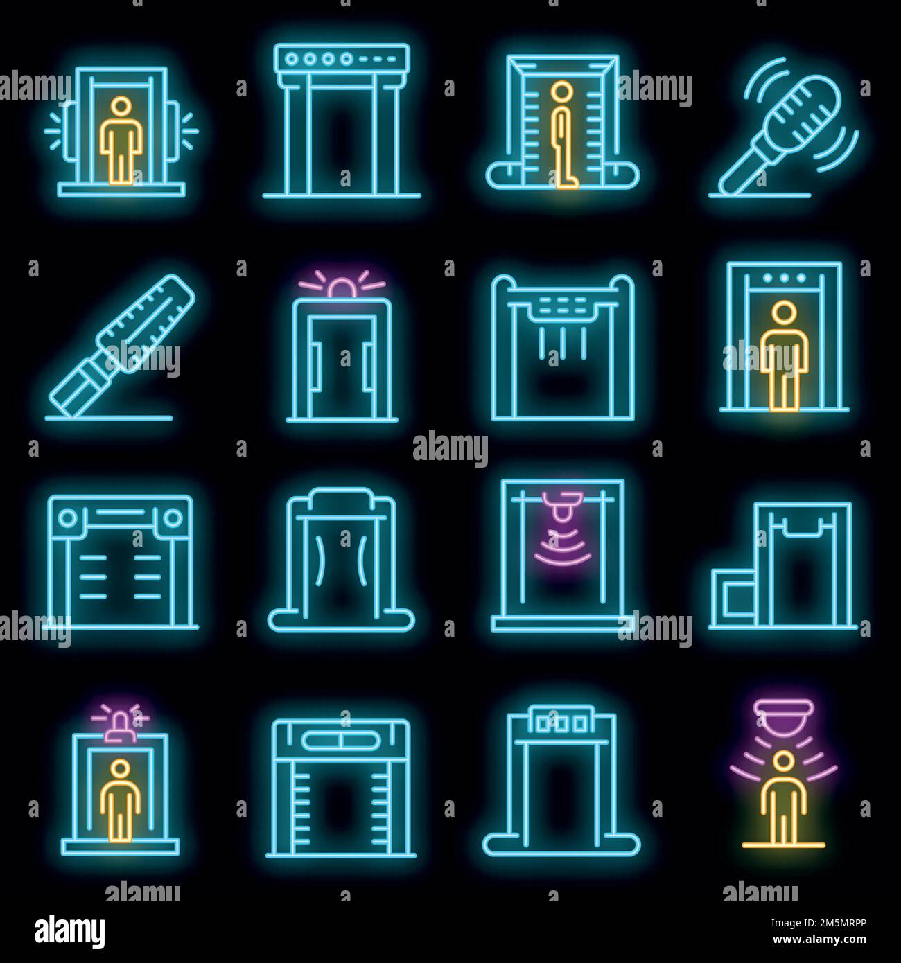 Metal detector icons set. Outline set of metal detector vector icons ...