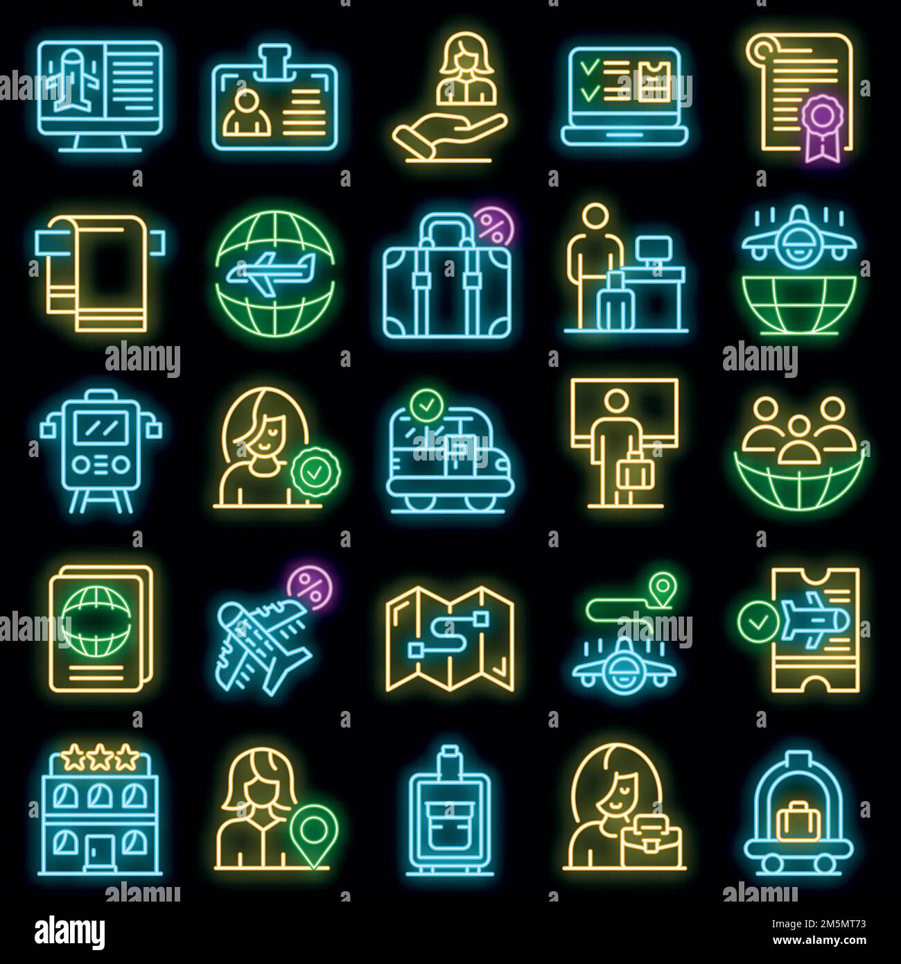 Tourism manager icons set. Outline set of tourism manager vector icons ...