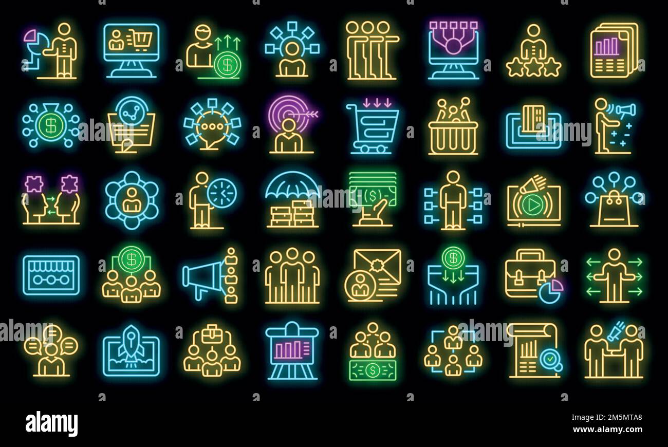 Affiliate marketing icons set. Outline set of affiliate marketing ...