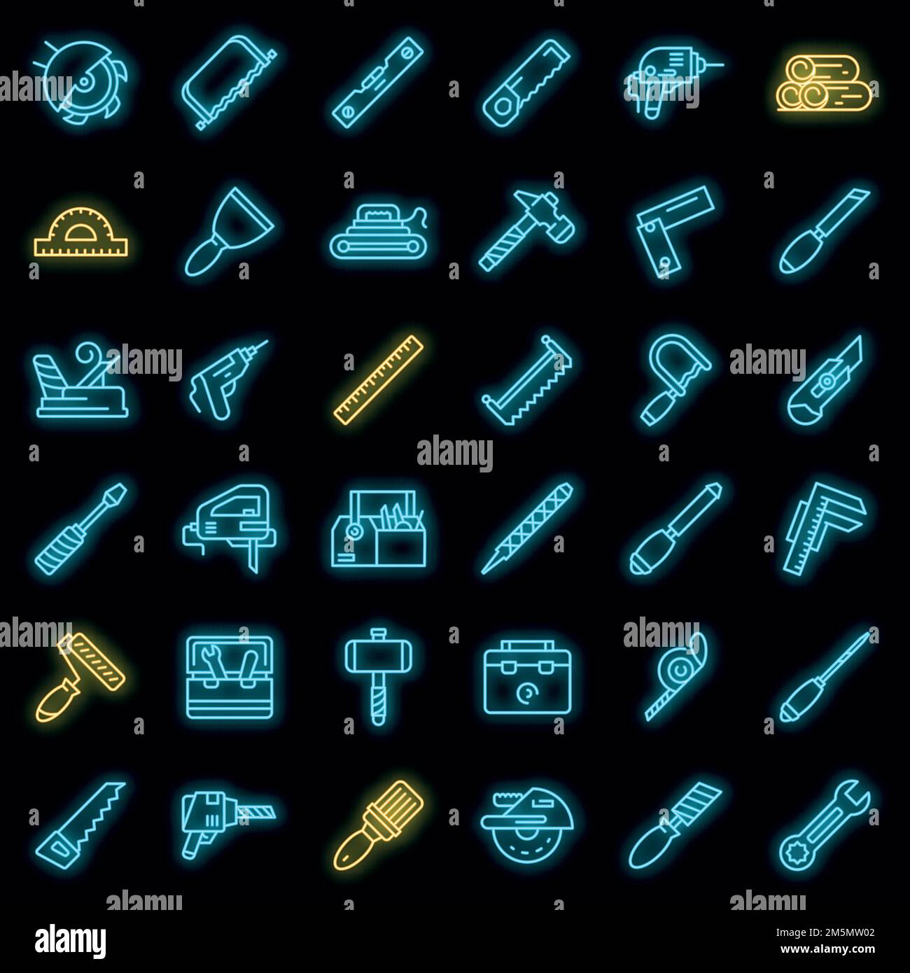 Carpenter tools icons set. Outline set of carpenter tools vector icons ...