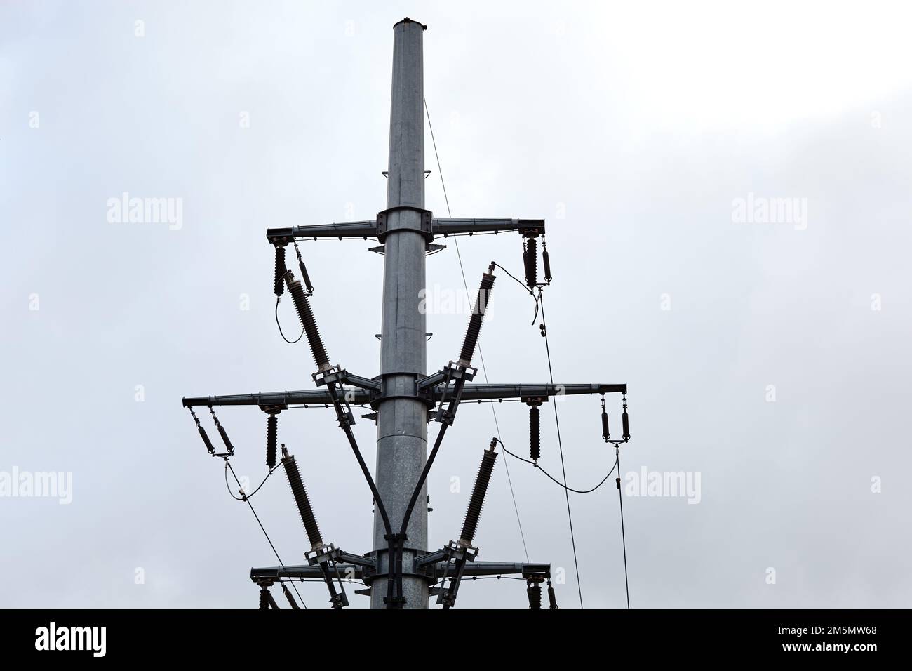 The large high-voltage transmission towers. Steel power pylon ...