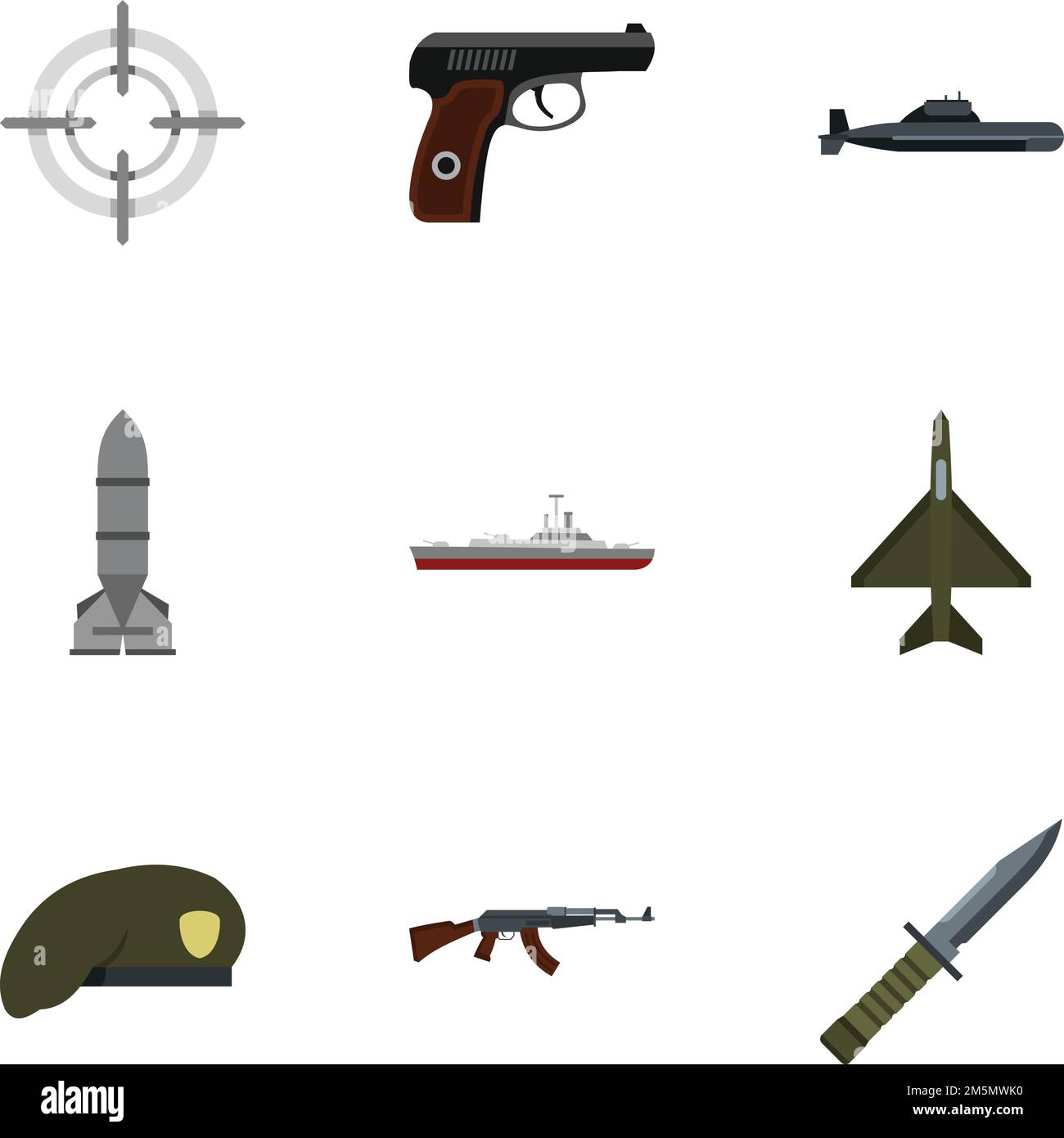 Weapons icons set. Flat illustration of 9 weapons vector icons for web Stock Vector Image & Art ...