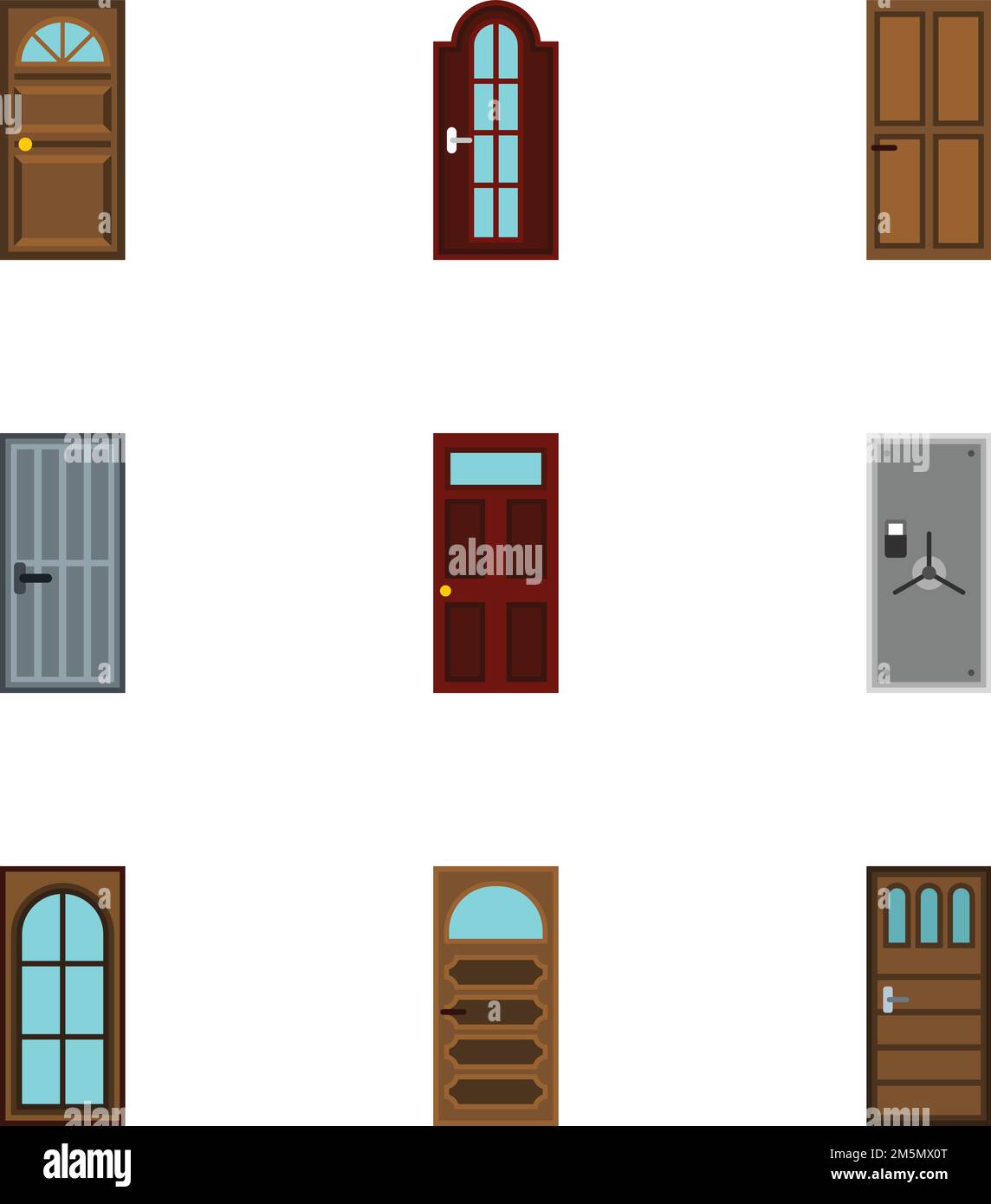 Door icons set. Flat illustration of 9 door vector icons for web Stock ...