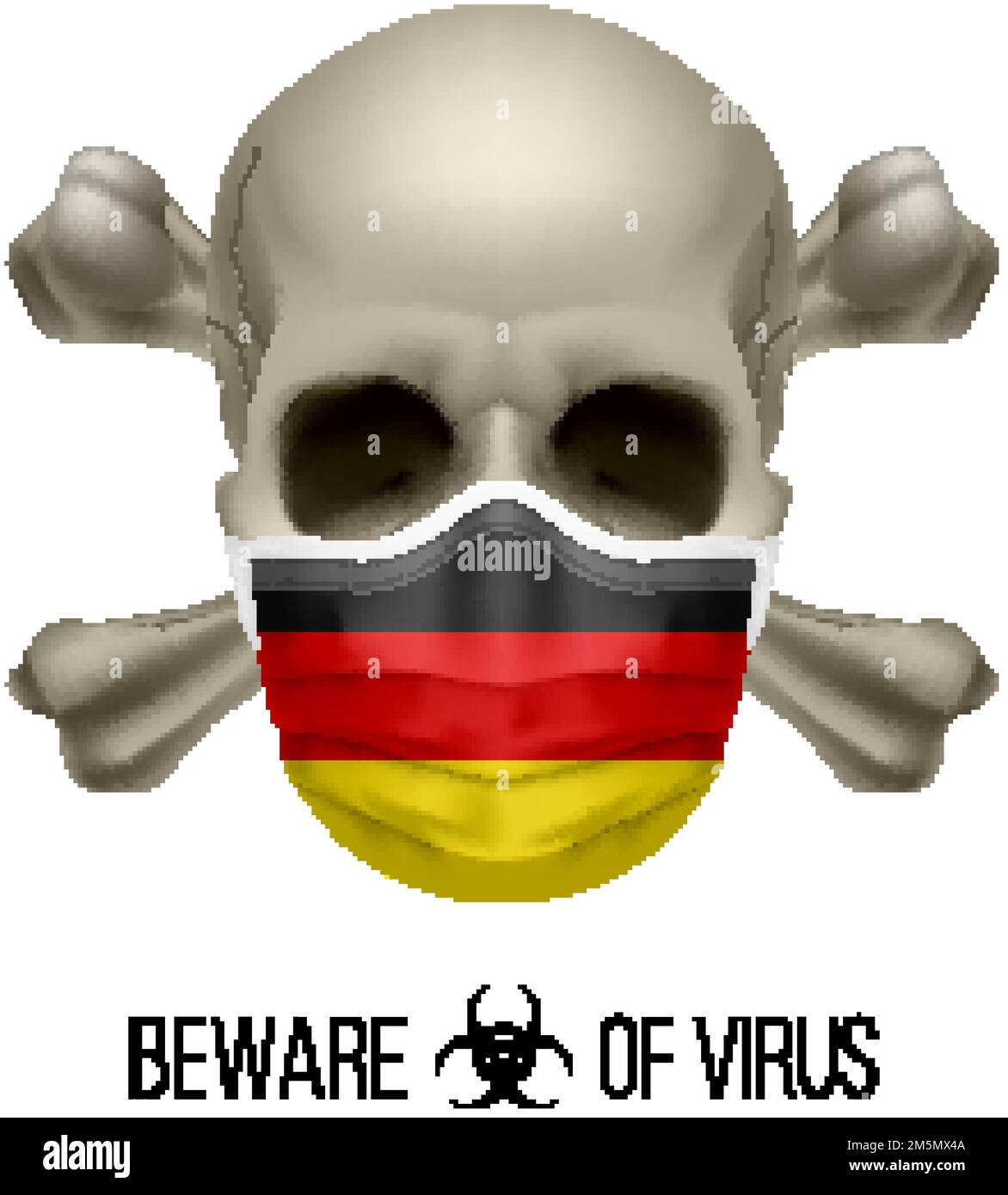 Human Skull with Crossbones and Surgical Mask in the Color of National ...