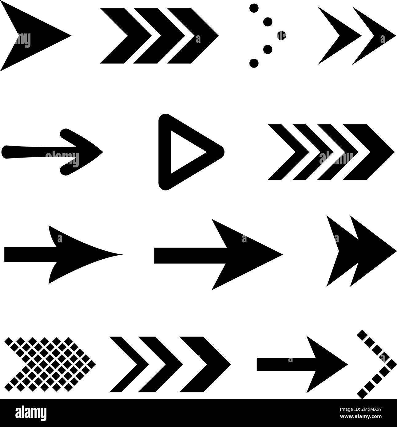 Icon Set of Flat Black Arrows. Isolated Arrow Icon Set Collection for ...