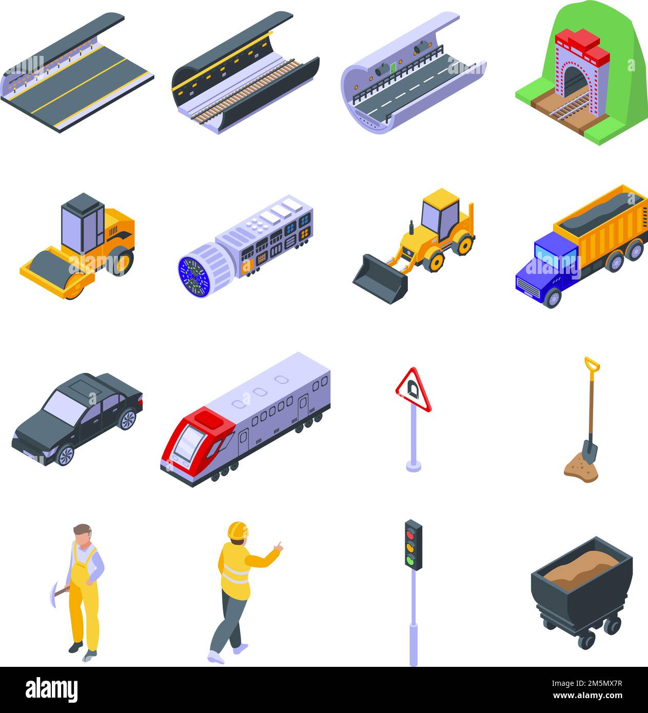 Tunnel icons set. Isometric set of tunnel vector icons for web design ...