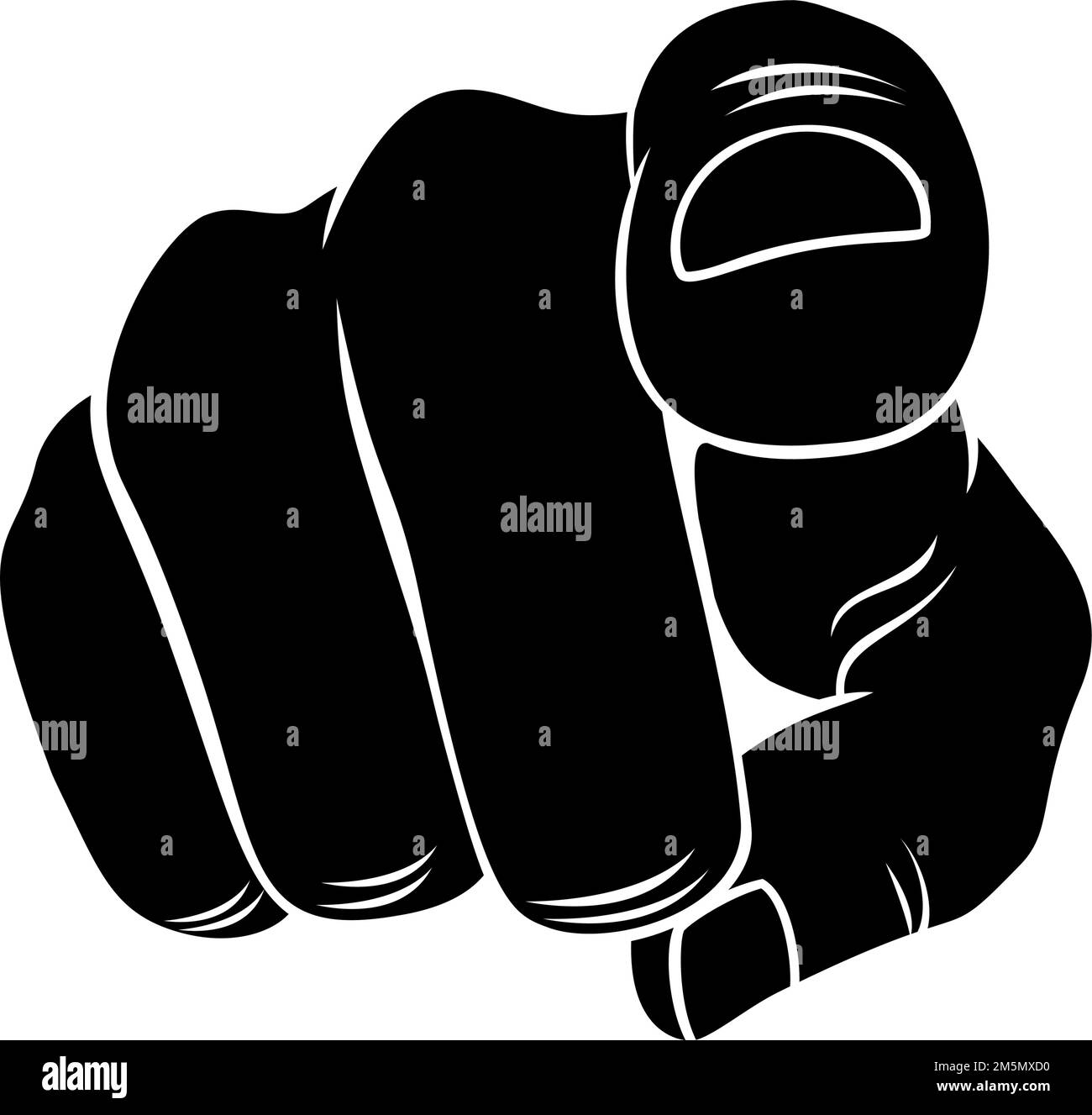 Black Pointer Finger Isolated on a White Background. Thin Line Icon for ...