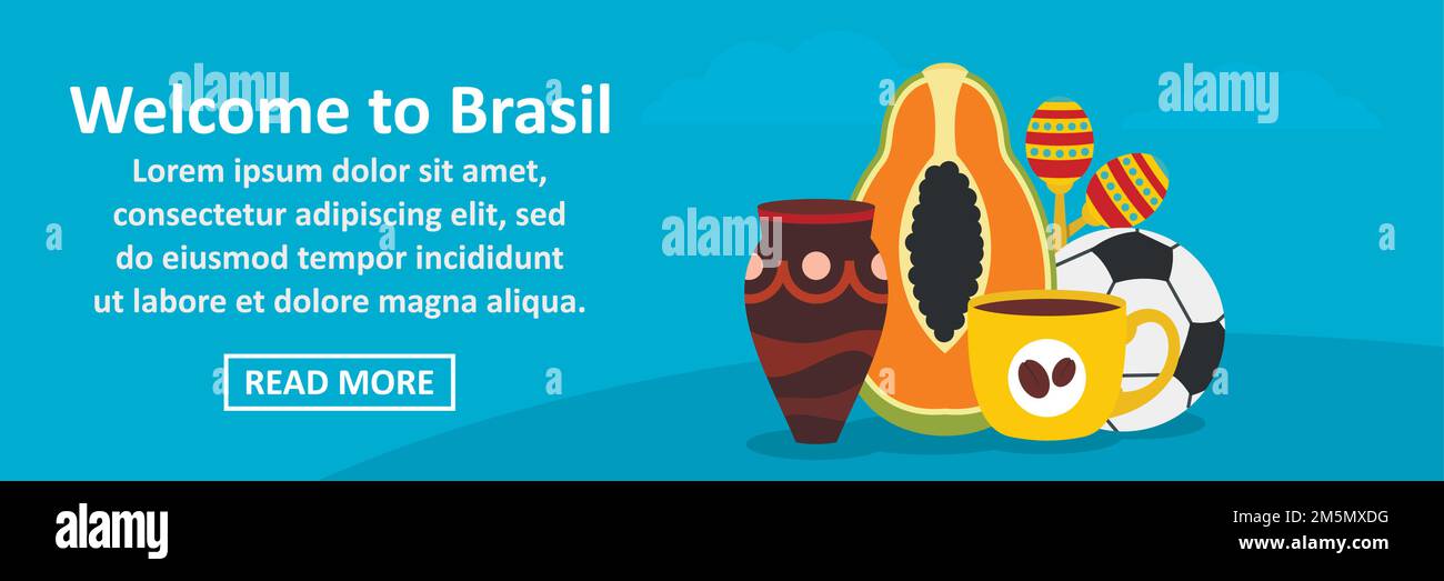 Welcome to Brasil banner horizontal concept. Flat illustration of ...