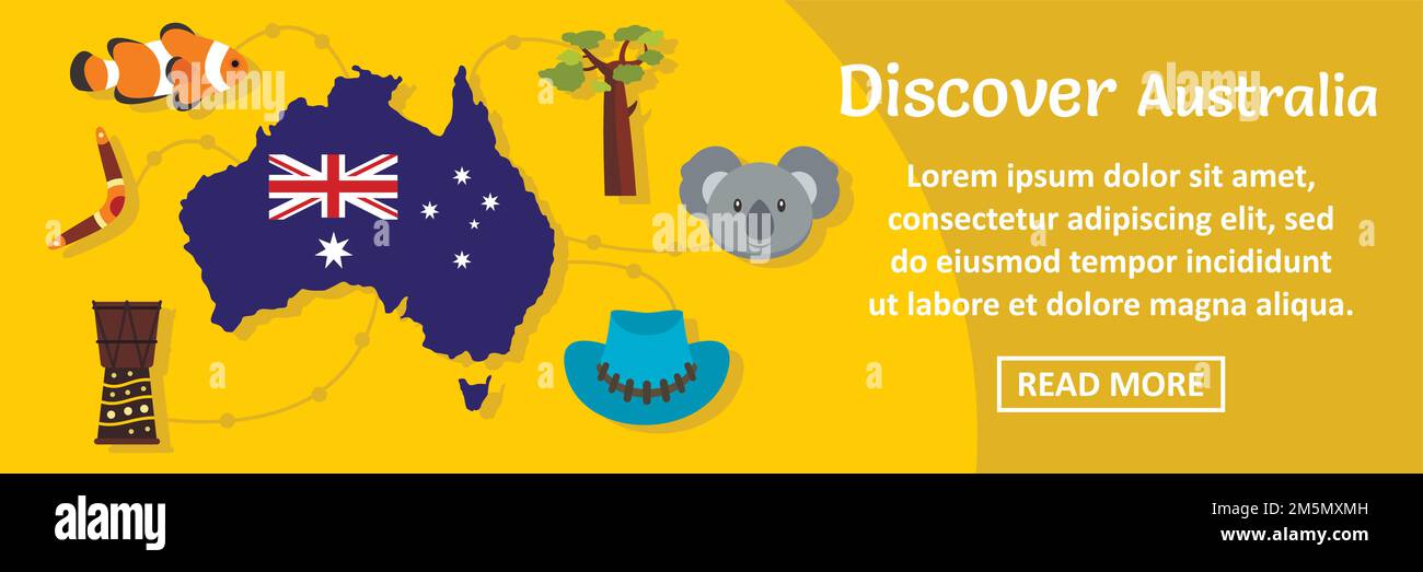 Discover Australia banner horizontal concept. Flat illustration of ...