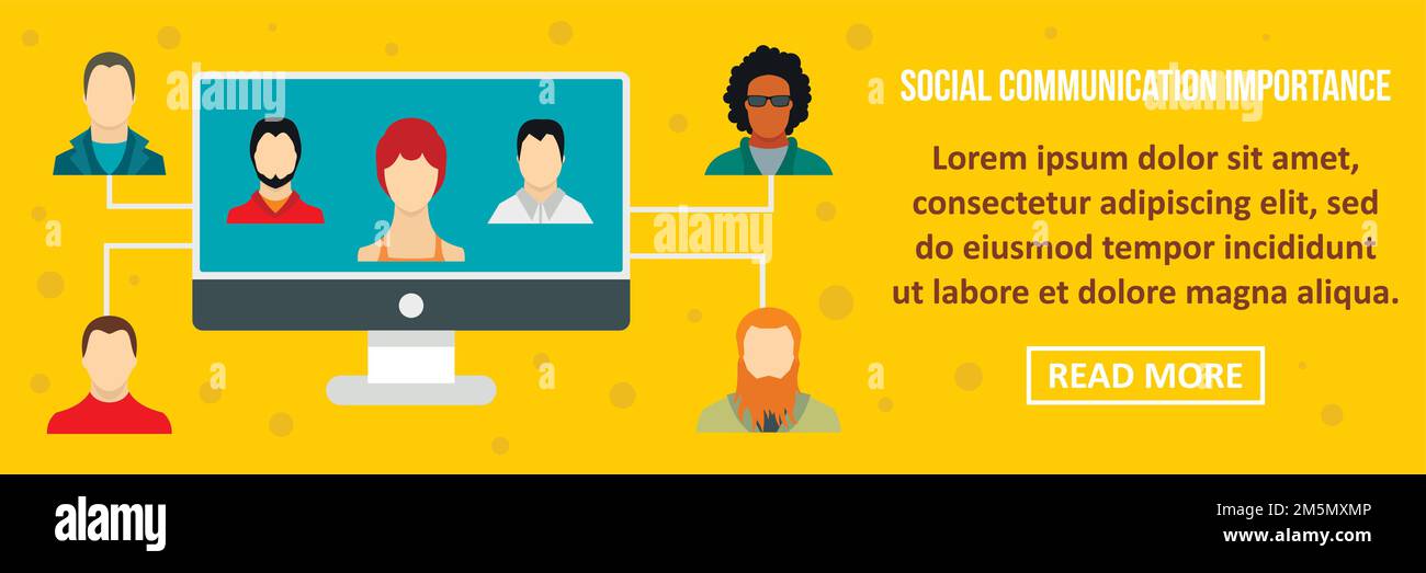 Social communication importance banner horizontal concept. Flat ...