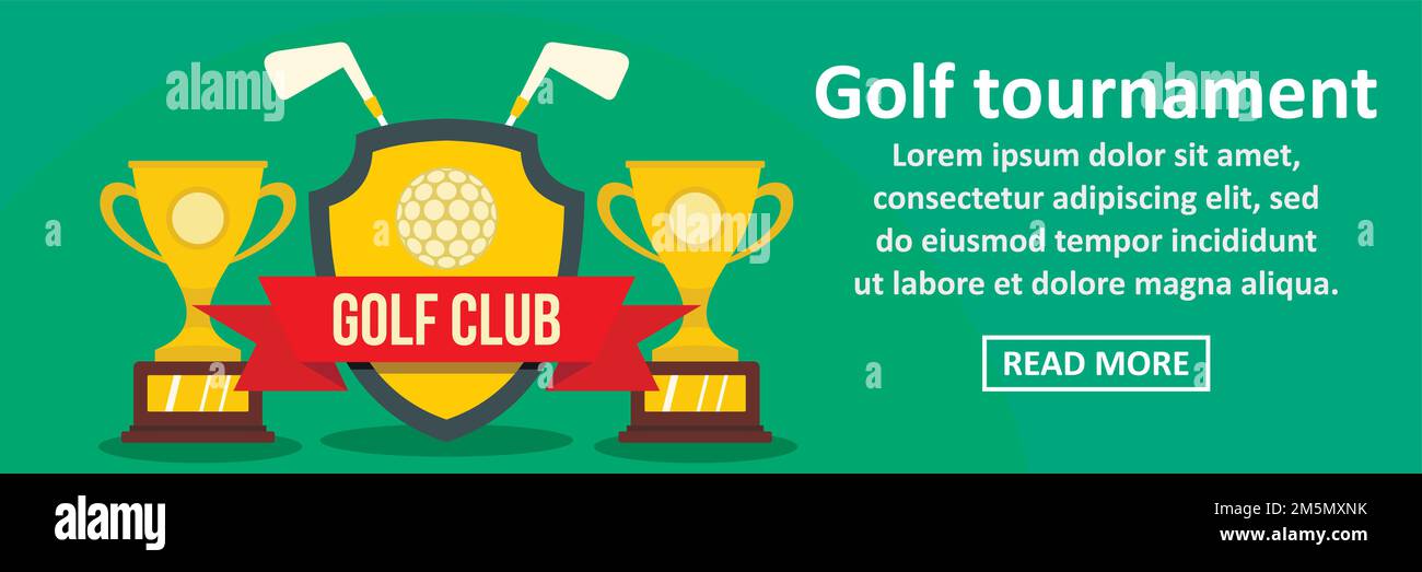 Golf tournament banner horizontal concept. Flat illustration of golf ...