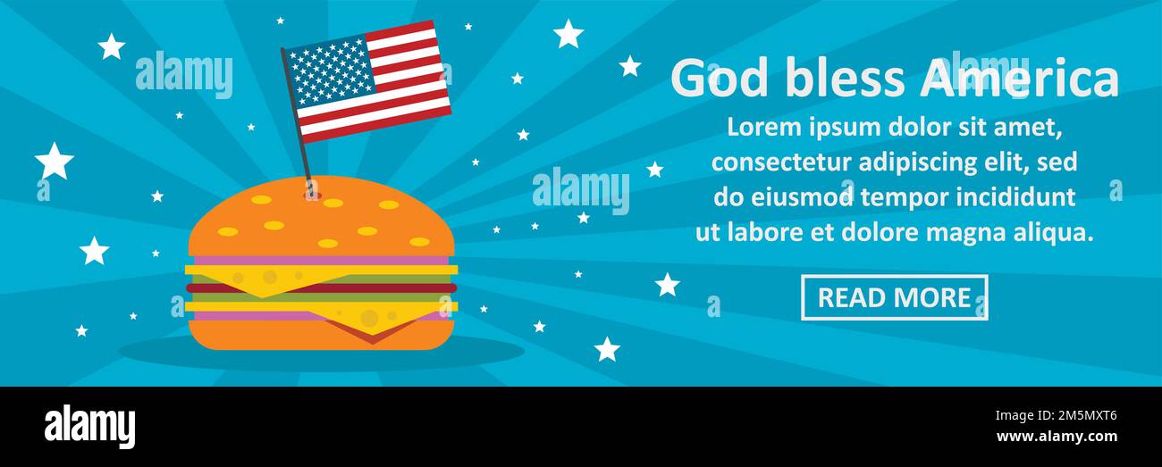 God bless America banner horizontal concept. Flat illustration of God ...
