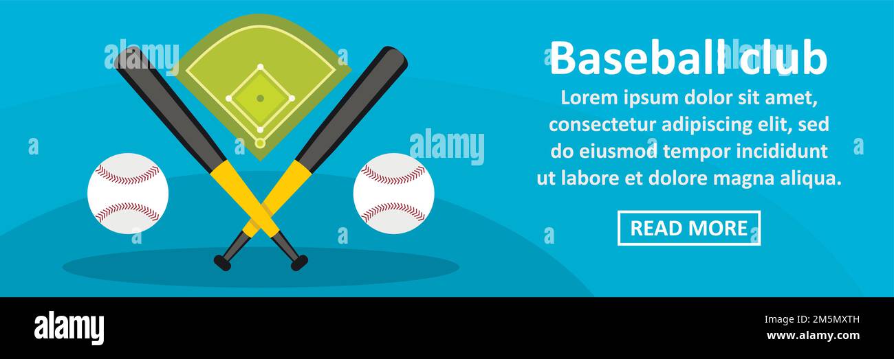 Baseball club banner horizontal concept. Flat illustration of baseball ...