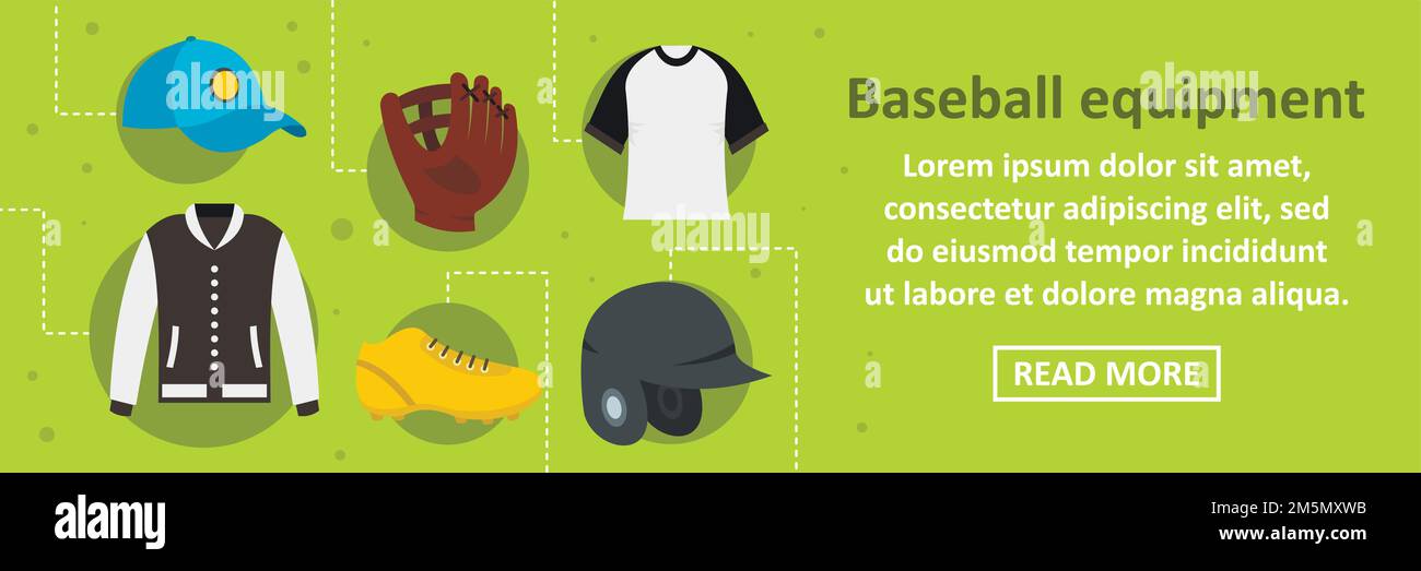 Baseball equipment banner horizontal concept. Flat illustration of ...