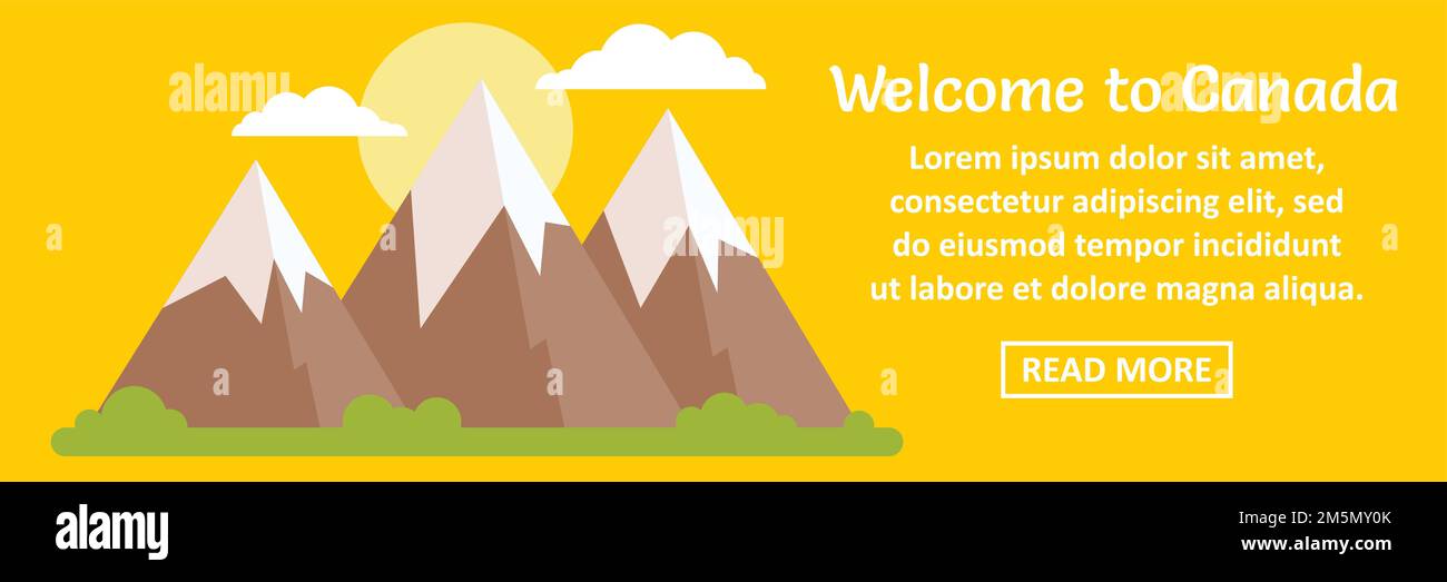 Welcome to Canada banner horizontal concept. Flat illustration of ...
