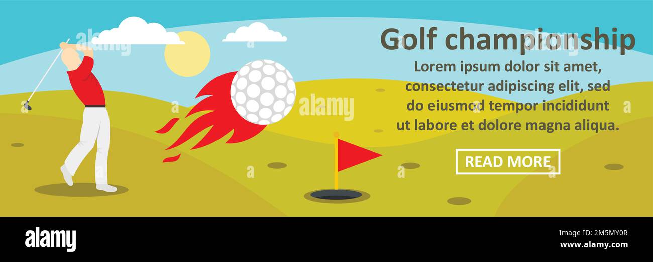 Golf championship banner horizontal concept. Flat illustration of golf ...