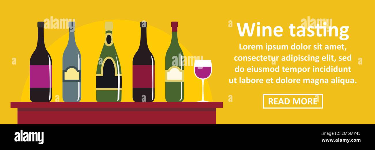 Wine tasting banner horizontal concept. Flat illustration of wine ...