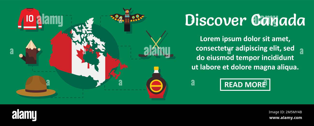 Discover Canada banner horizontal concept. Flat illustration of ...