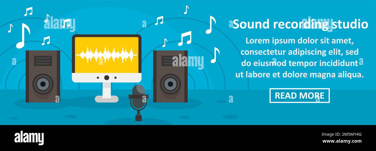 Sound recording studio banner horizontal concept. Flat illustration of ...