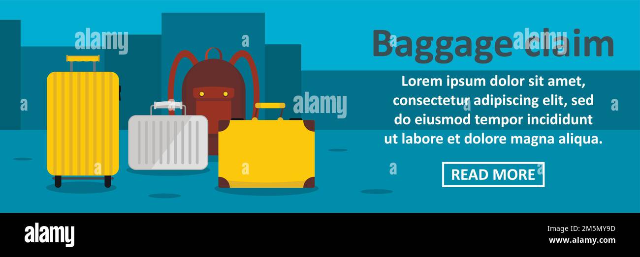 Baggage claim banner horizontal concept. Flat illustration of baggage ...