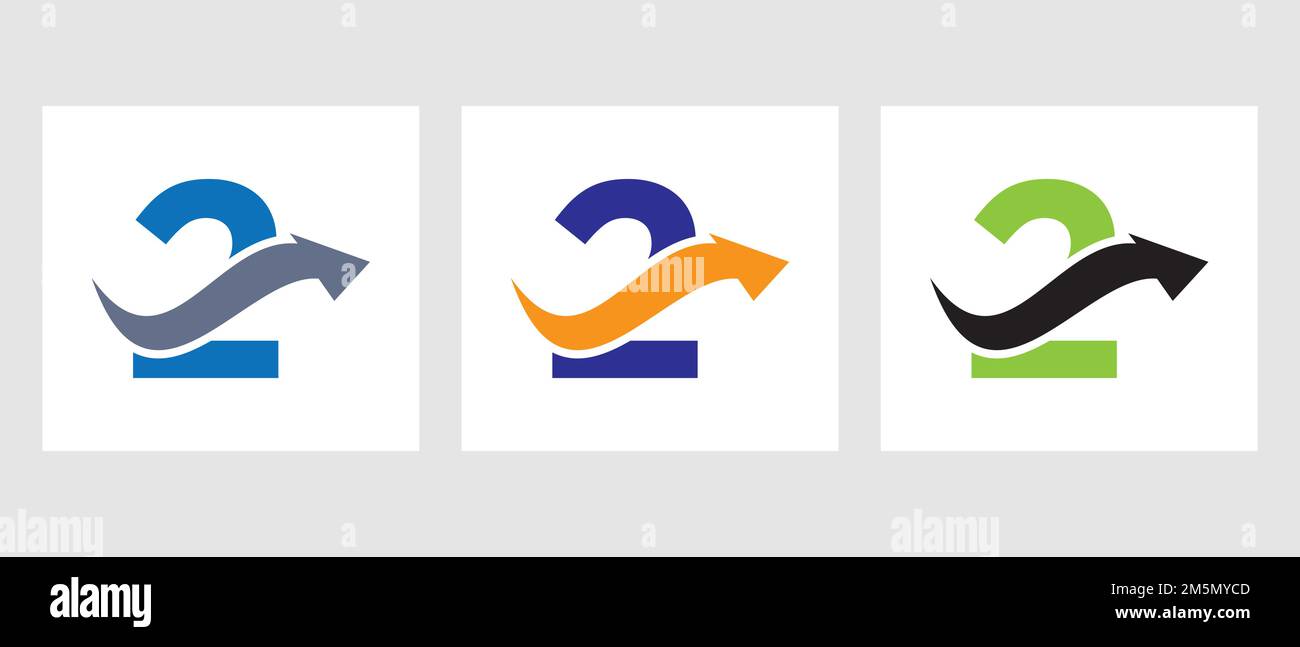 Letter 2 Finance Logo Concept With Growth Arrow Symbol Stock Vector ...