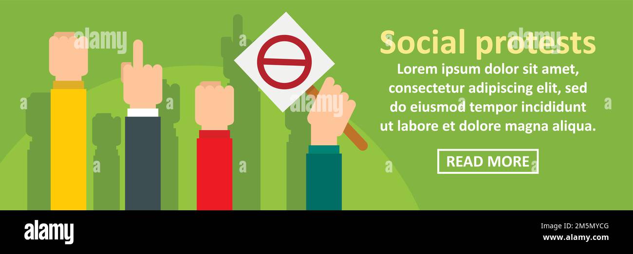 Social protests banner horizontal concept. Flat illustration of social ...