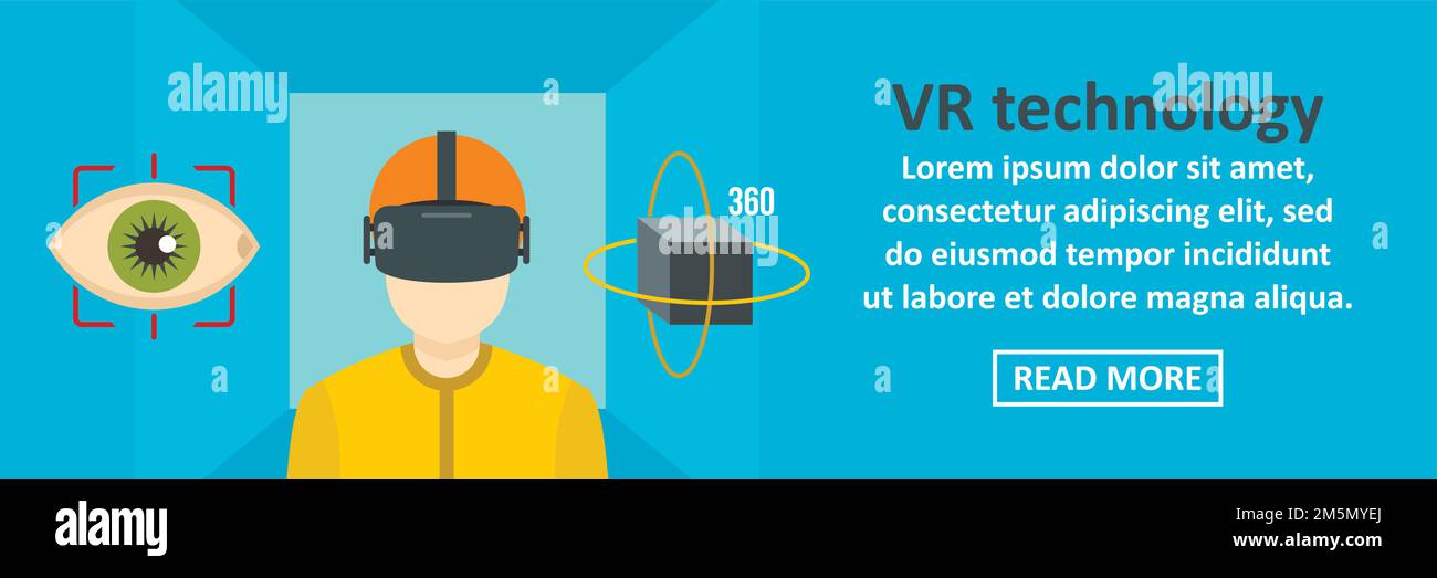 Vr technology banner horizontal concept. Flat illustration of vr ...