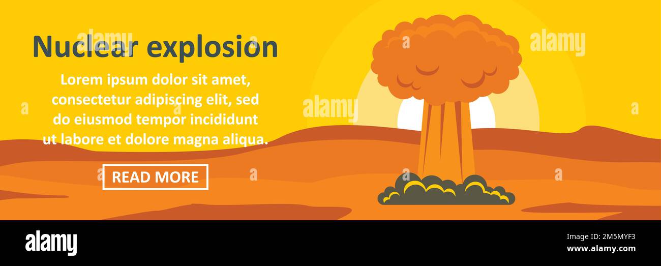 Nuclear explosion banner horizontal concept. Flat illustration of ...