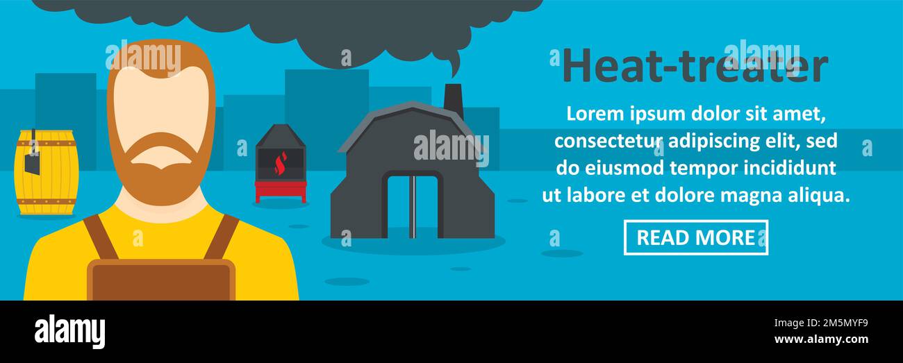 Heat treater banner horizontal concept. Flat illustration of heat ...