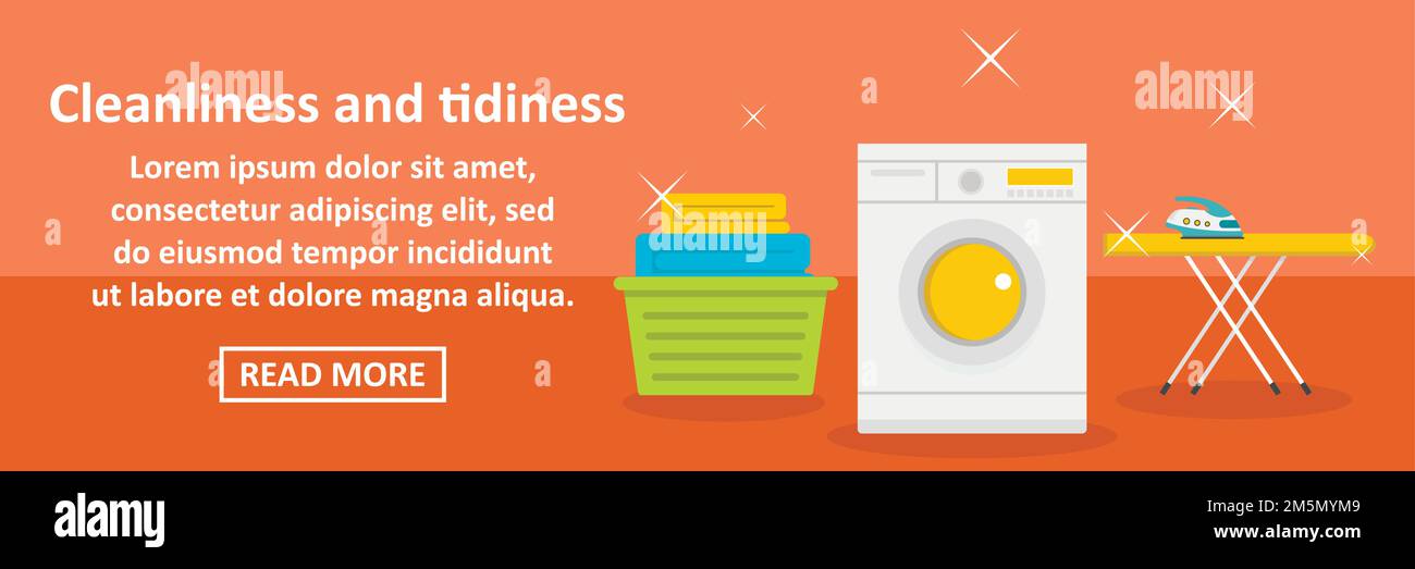 Cleanliness and tidiness banner horizontal concept. Flat illustration ...