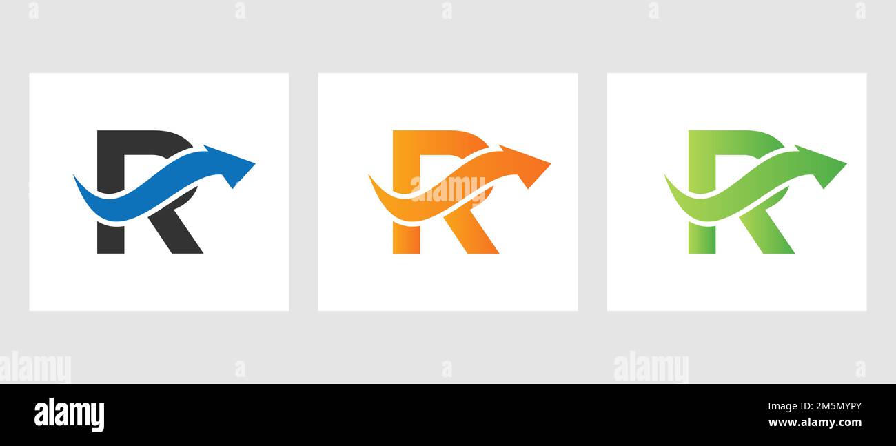 Letter R Finance Logo Concept With Growth Arrow Symbol Stock Vector ...
