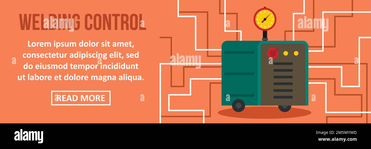 Welding control banner horizontal concept. Flat illustration of welding ...