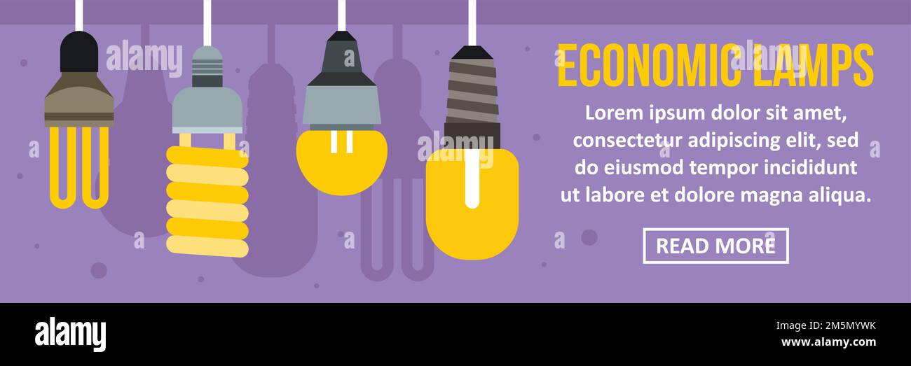 Economic lamps banner horizontal concept. Flat illustration of economic ...