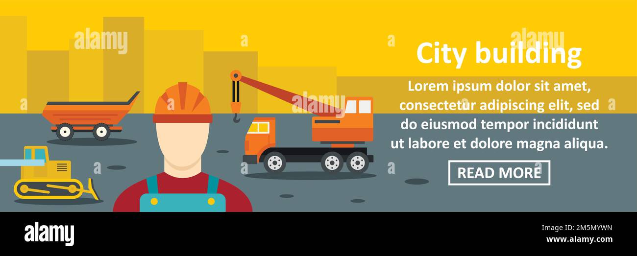 City building banner horizontal concept. Flat illustration of city ...
