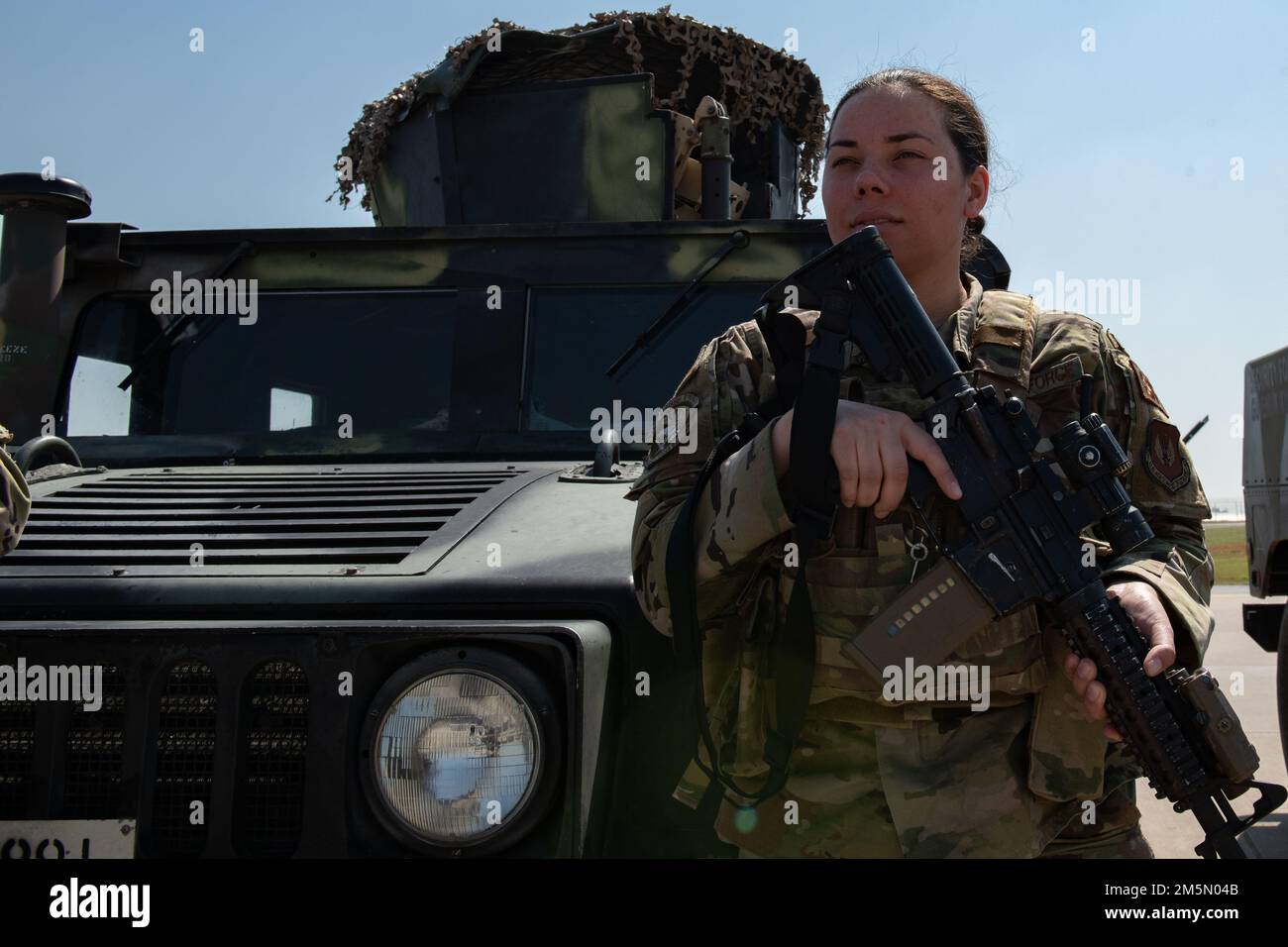 U.S. Air Force Senior Airman Alexis Quinn, a base defense operations ...