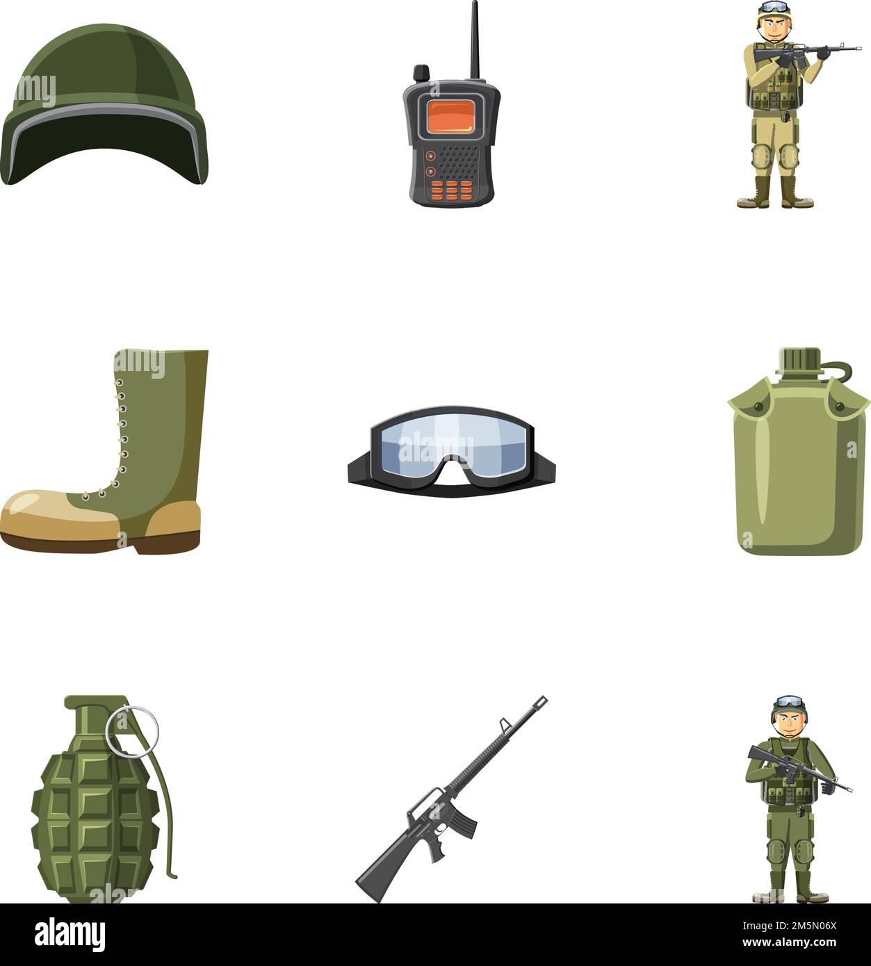 Weapons icons set. Cartoon illustration of 9 weapons vector icons for ...