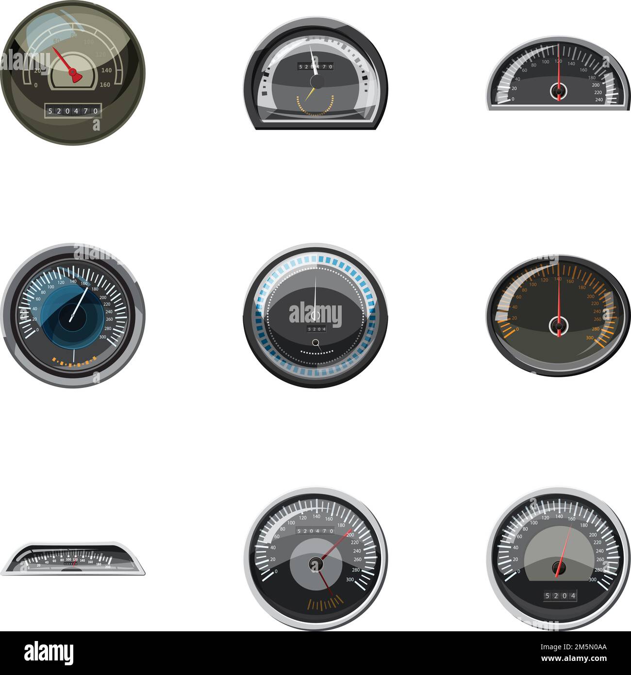 Speedometer Icons Set Cartoon Illustration Of 9 Speedometer Vector Icons For Web Stock Vector