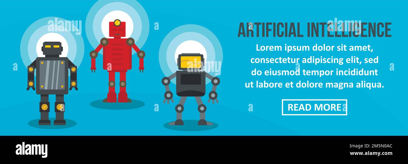 Artificial intelligence banner horizontal concept. Flat illustration of artificial intelligence ...