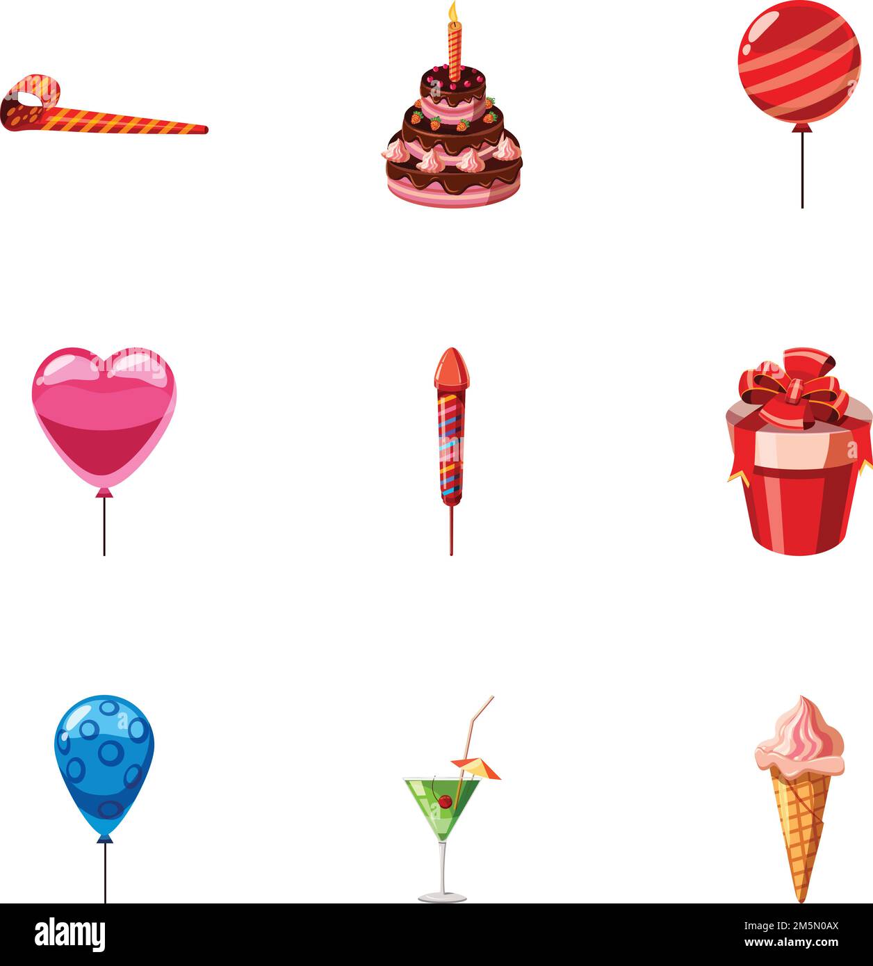 Children party icons set. Cartoon illustration of 9 children party ...